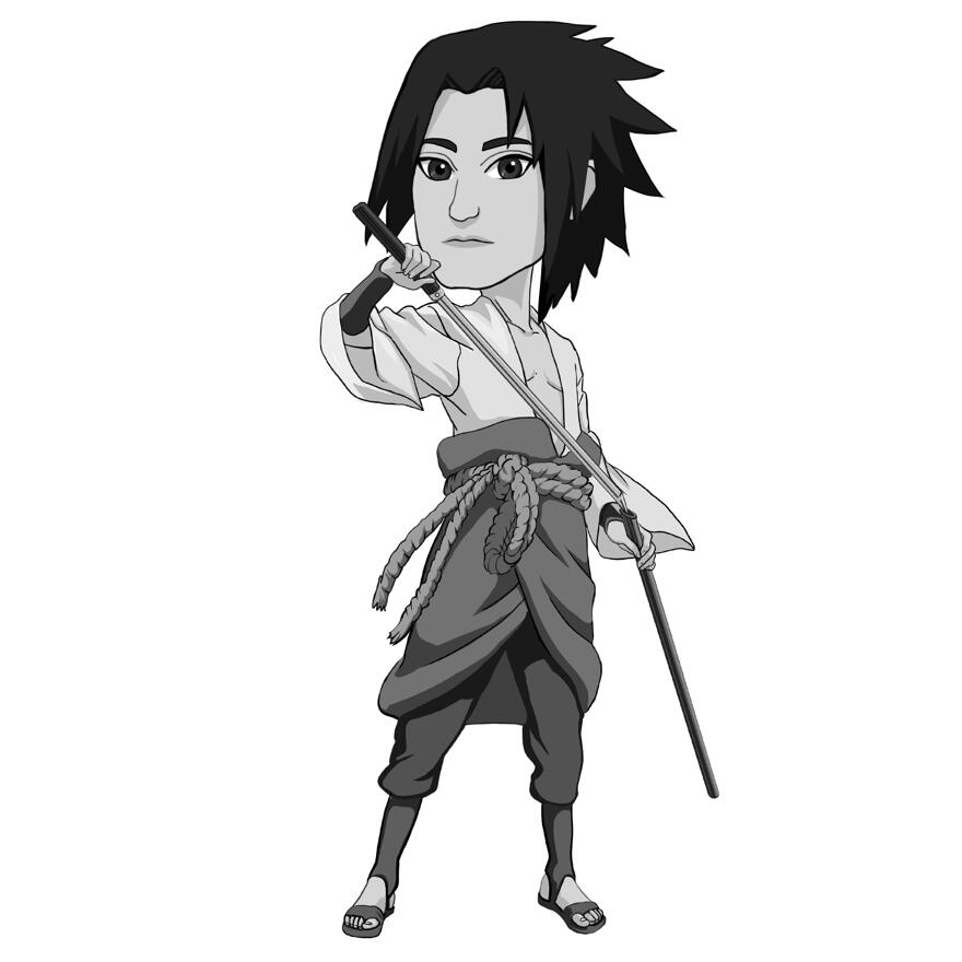 Anime Black and White Full Body Character
