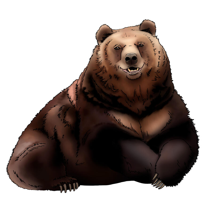 Wild Bear Caricature in Digital Style