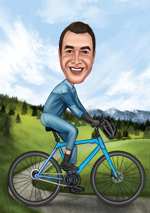 Cartoon de ciclista nas montanhas