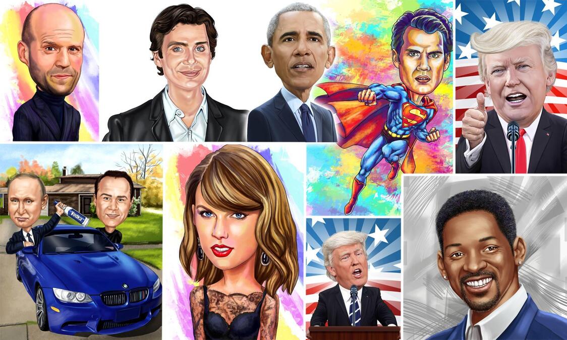 20 karikaturen van beroemde mensen: overdreven portretten met een twist