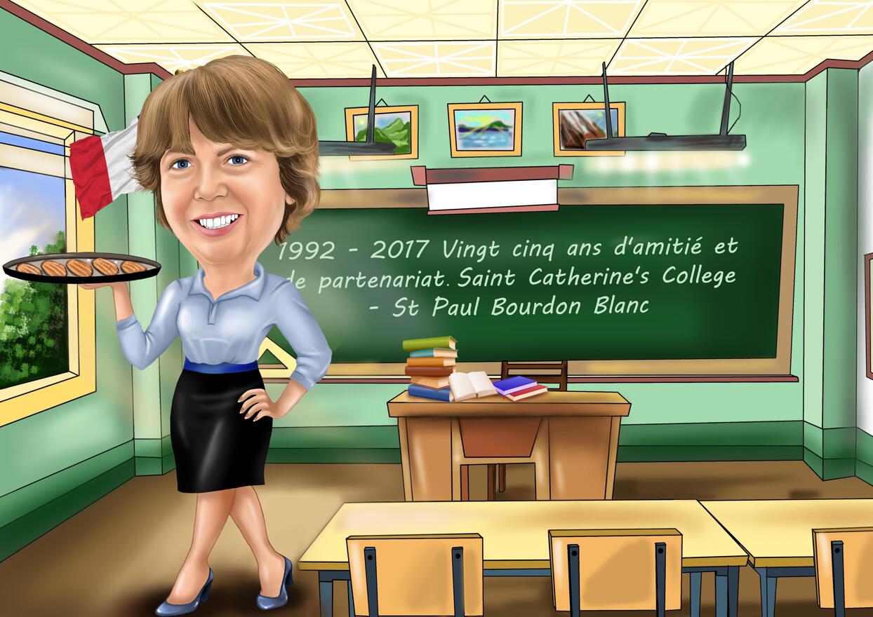 Teacher Writing on Board Cartoon