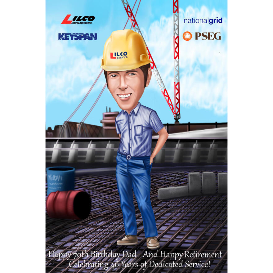 Retirement Engineer Worker Caricature