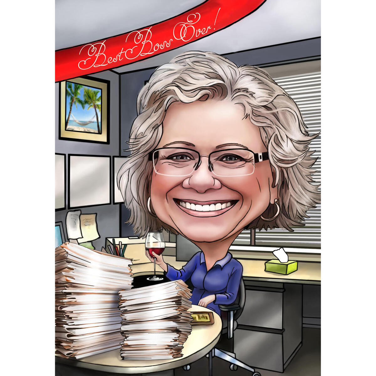 Exaggerated Boss Caricature Drawing