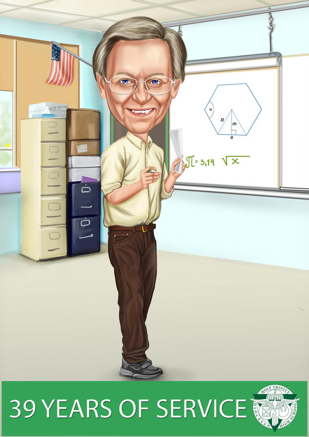 Teacher Writing on Board Cartoon