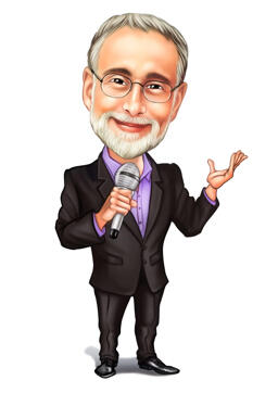 Tv Presenter Head and Shoulders Cartoon Portrait