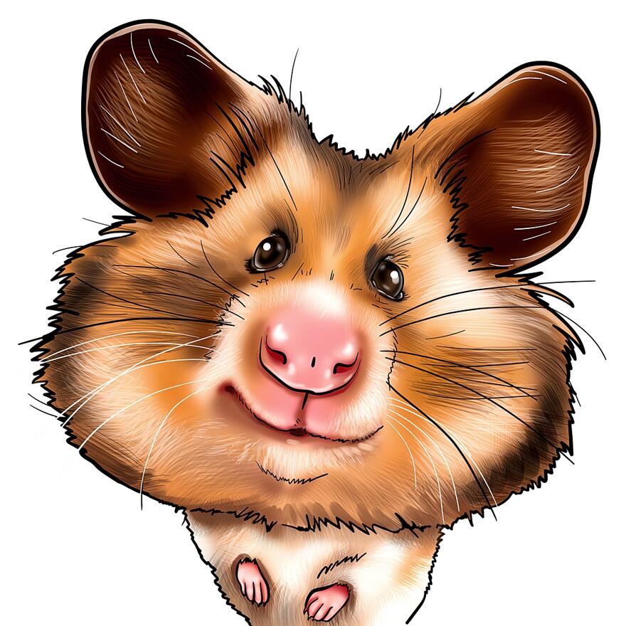 Personlig hamstergavekarikatur i digital stil. Bestil din karikatur online🎁