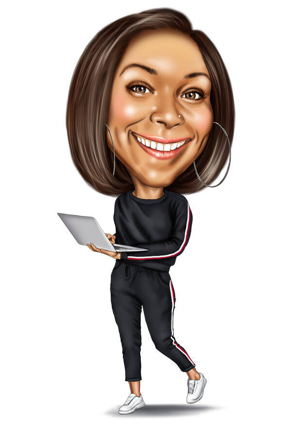 Laptop Caricature: Computer Cartoon