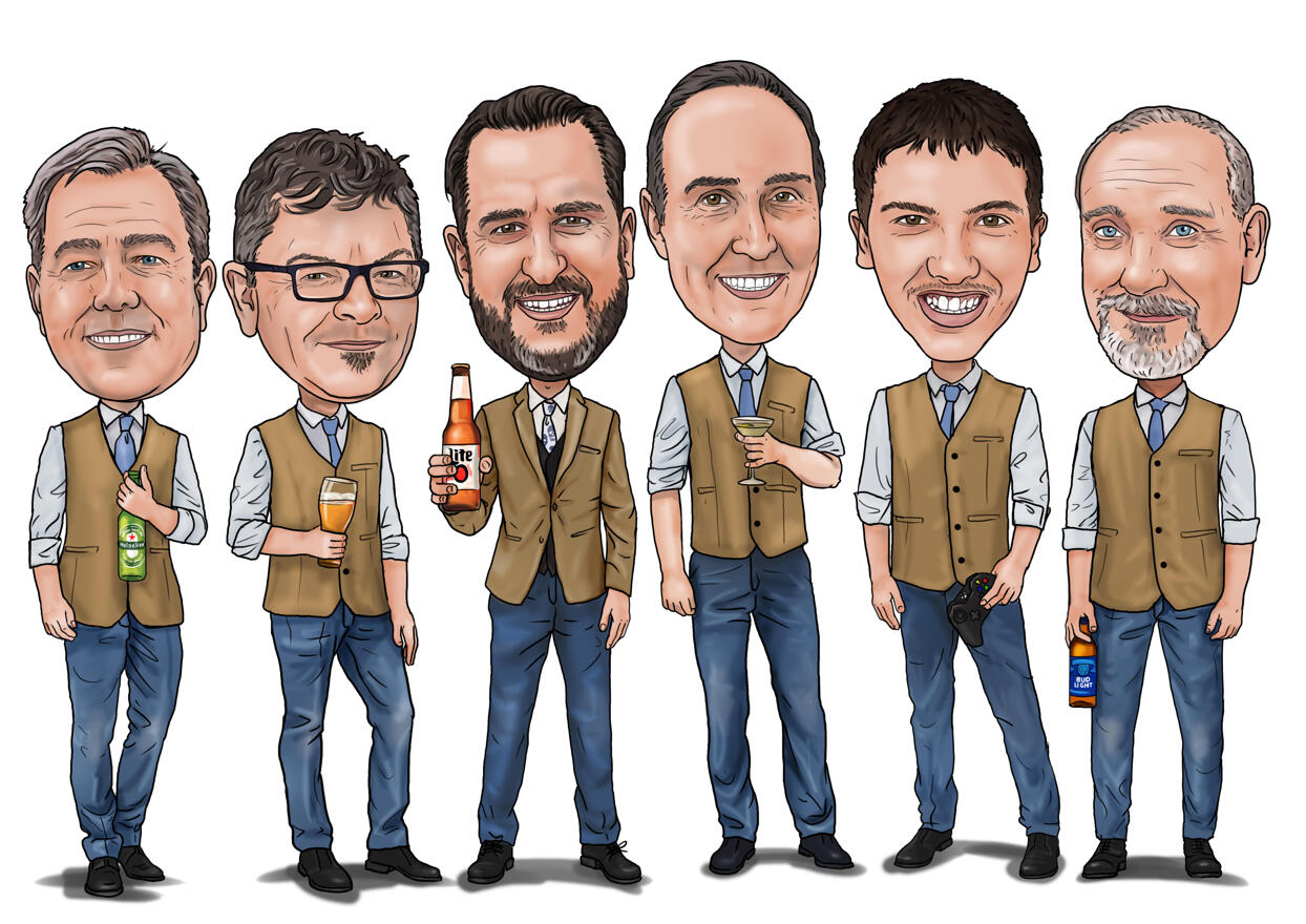 Groomsmen Portrait Drawing