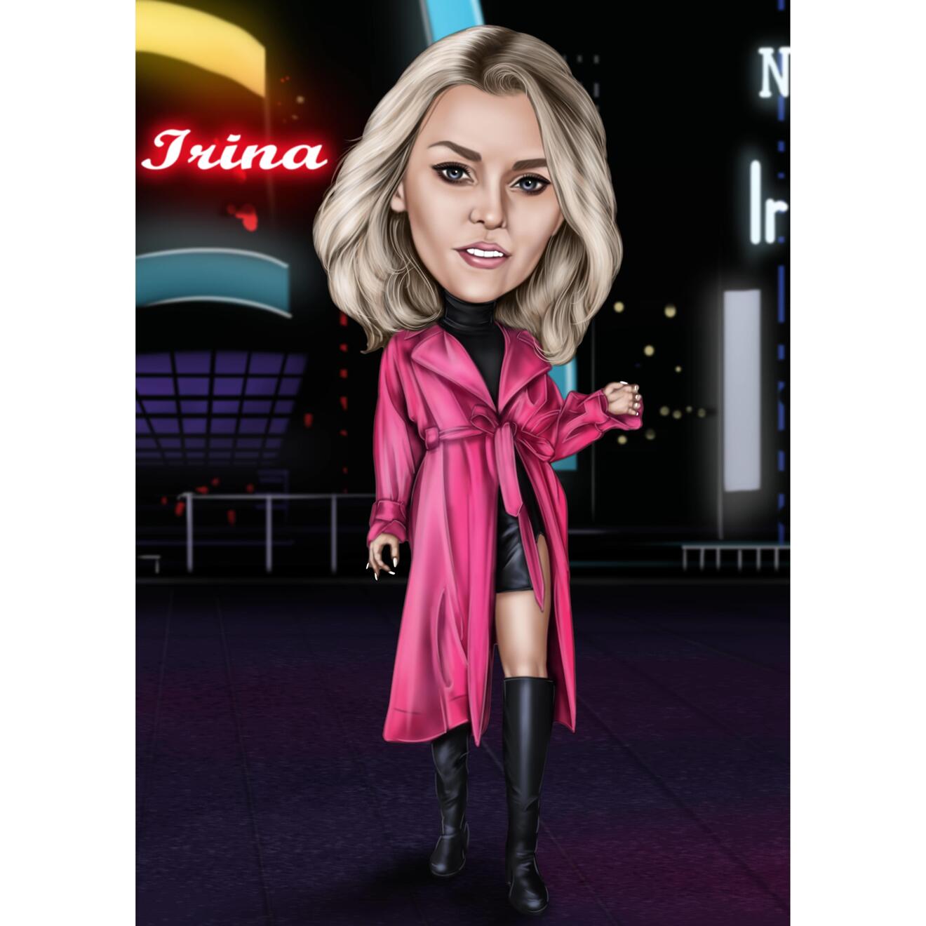 Full Body Female Cartoon from Photo on Custom Background