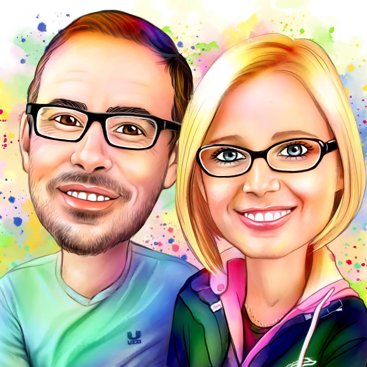 Linda pareja de acuarela