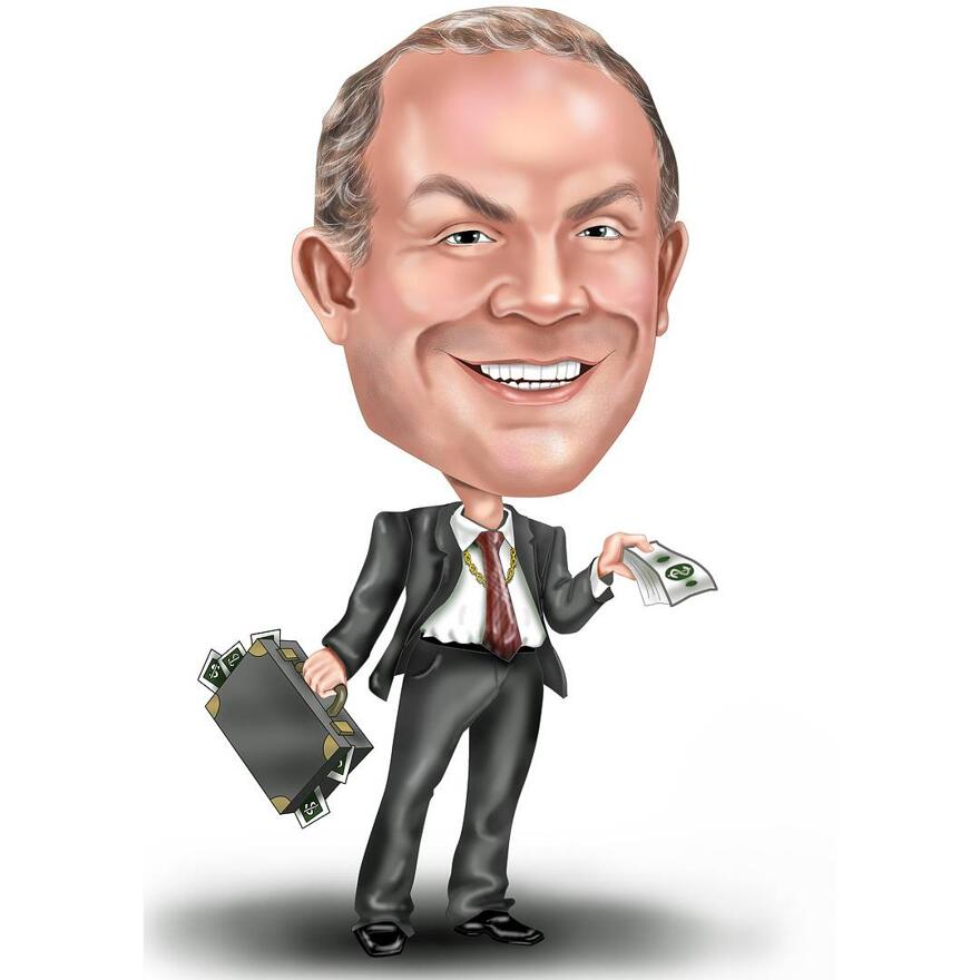 Boss Cartoon Portrait with Money
