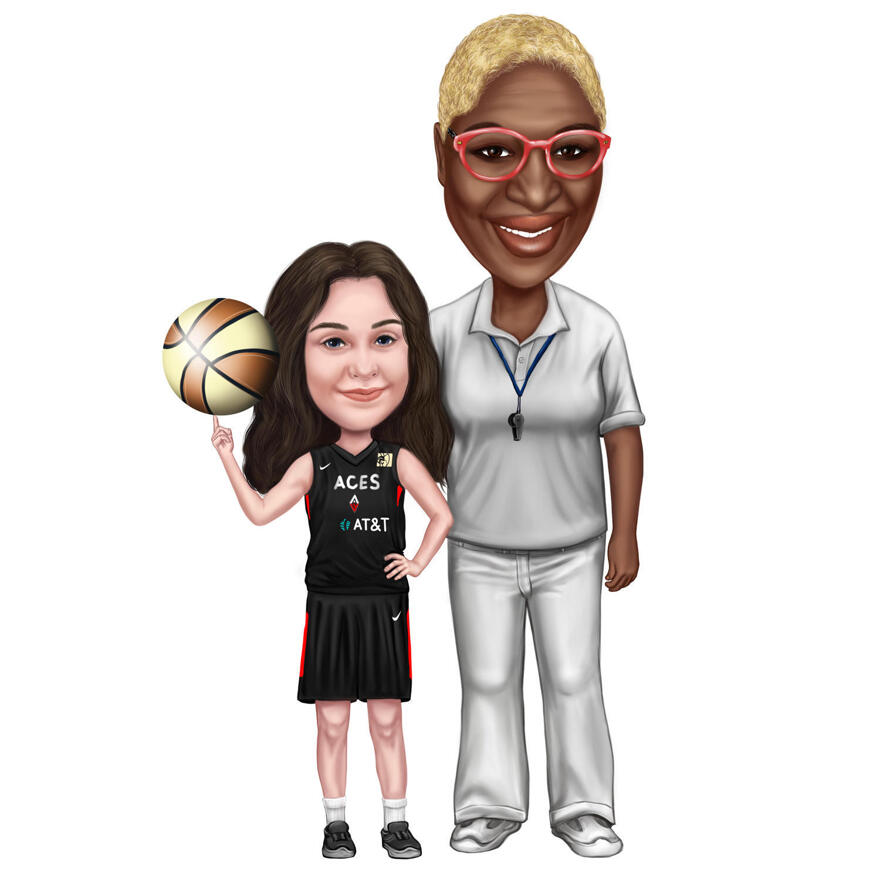 Kid with Basketball Coach Drawing