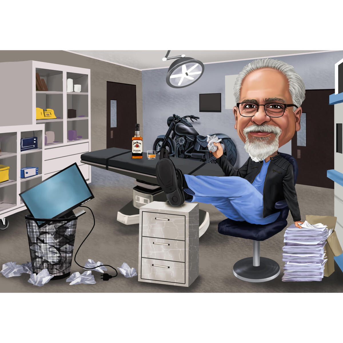 Custom Retirement Doctor Caricature from Photo