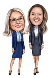 Dress Code Caricature for Girls Hand Drawn from Photos with One Color