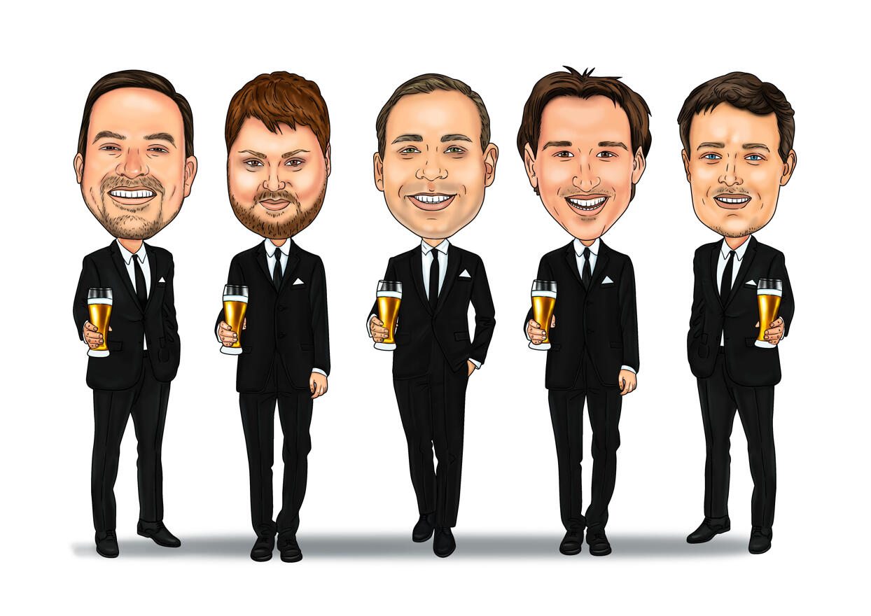 Groomsmen Portrait Drawing