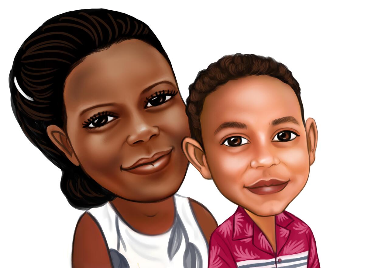Babysitter and Baby Colored Cartoon Caricature from Photos