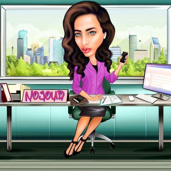 Group Insurance Agents Cartoon Caricature Drawing with Custom Background
