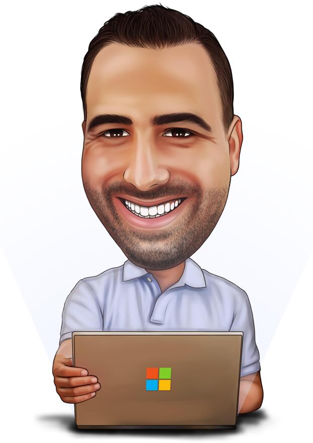 Laptop Caricature: Computer Cartoon