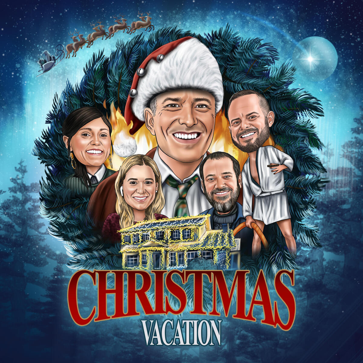 Custom Christmas Vacation Caricature 🎄 ️☃️ | Christmas Holiday Card