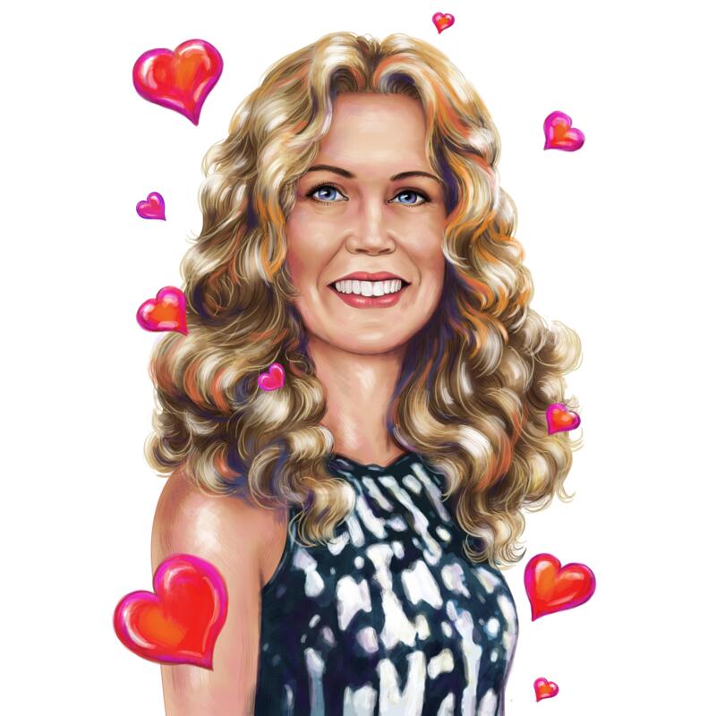 Oil Love Portrait with Hearts