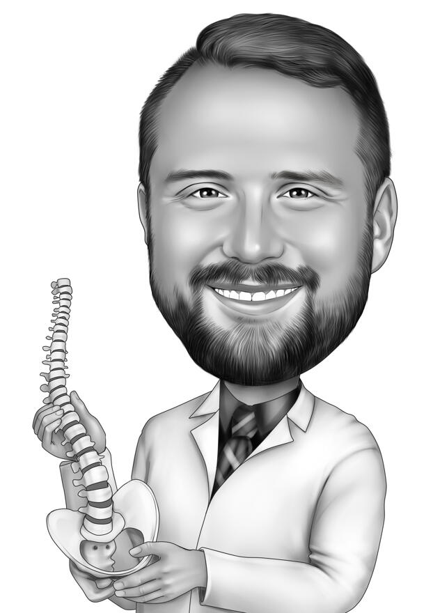 Black and White Doctor Osteopathy Therapist Caricature from Photos