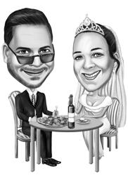 Full Body Couple Drawing in Black and White