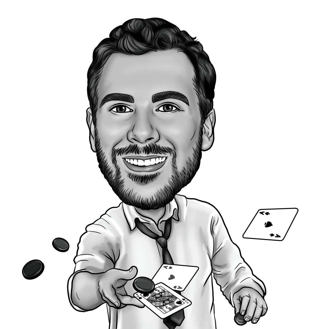 Black and White Poker Cartoon