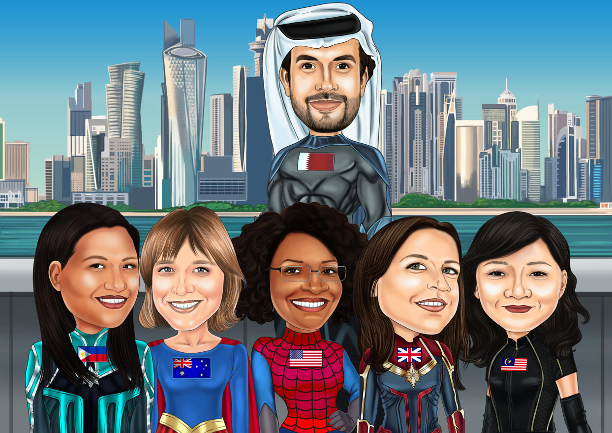 Superhero Group Cartoon from Photos as Personalized Superheroes