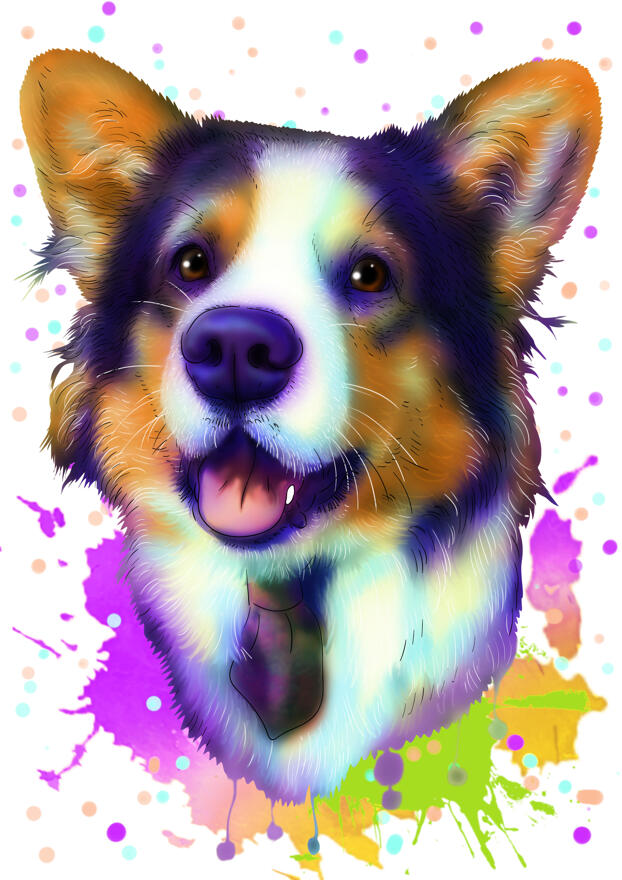 Rainbow Cat Drawing with Splashes