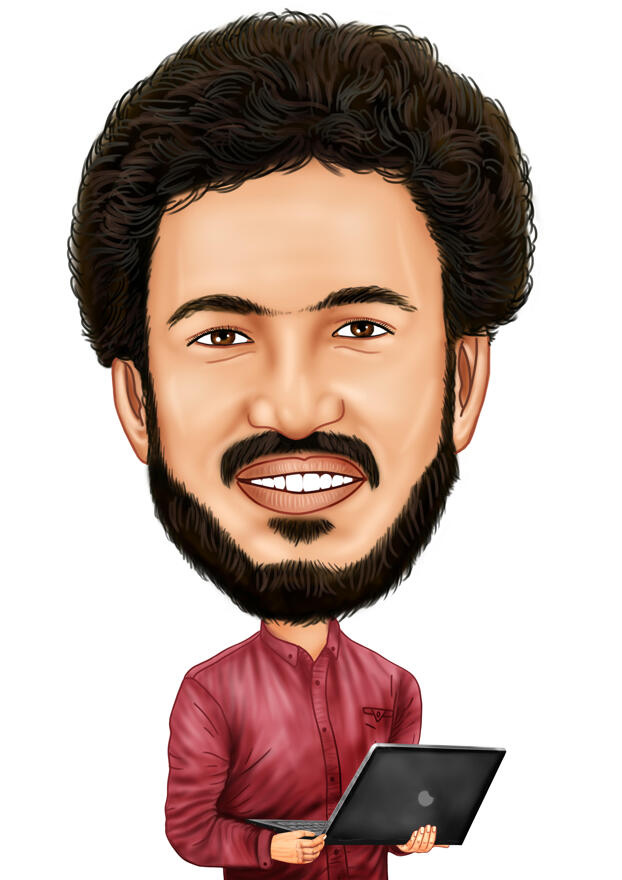 Laptop Caricature: Computer Cartoon