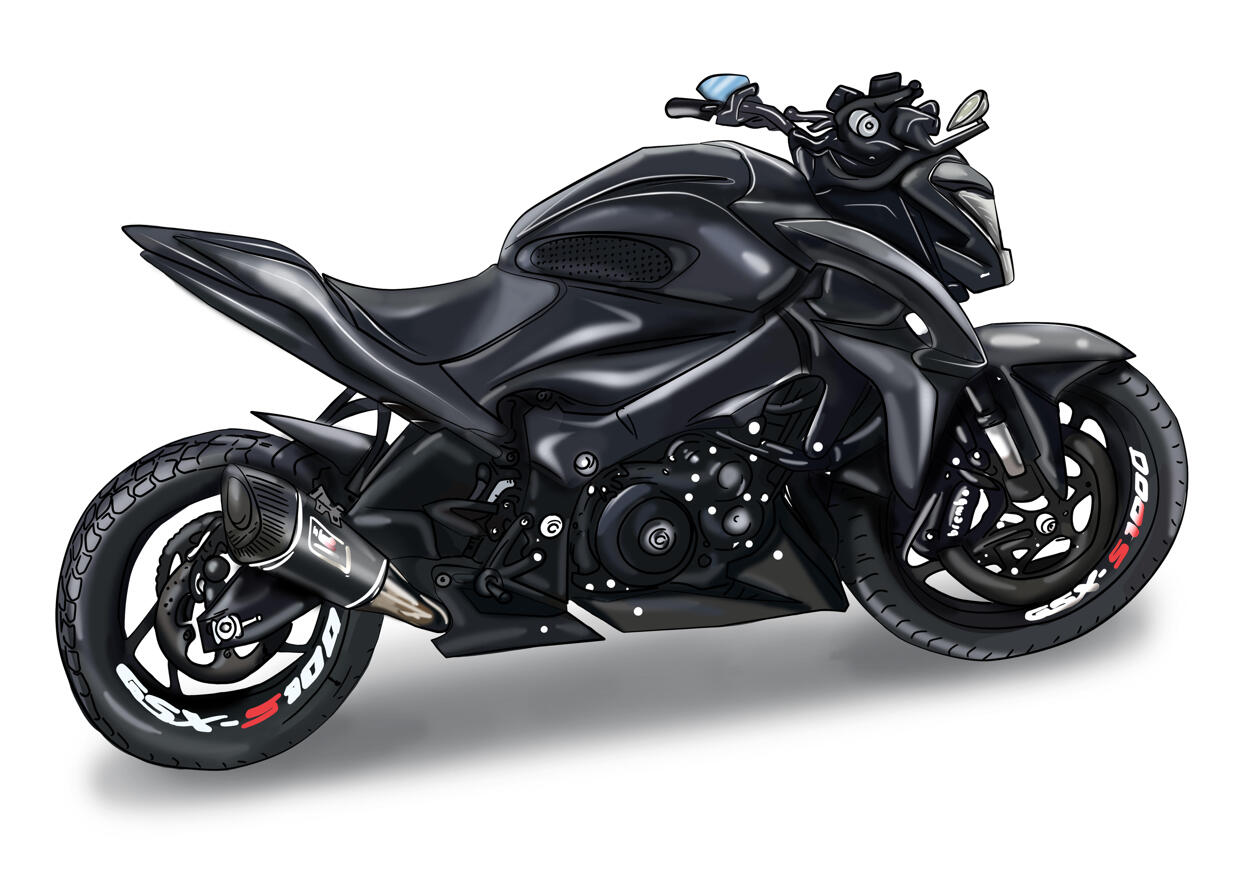 Anpassad motorcykel tecknad teckning