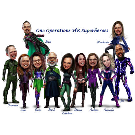 Funny Superheroes Group Cartoon from Photos