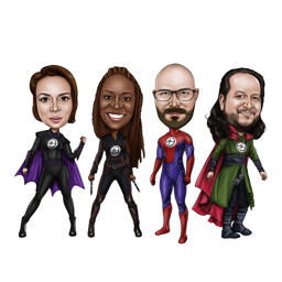 Superhero Group Cartoon from Photos as Personalized Superheroes