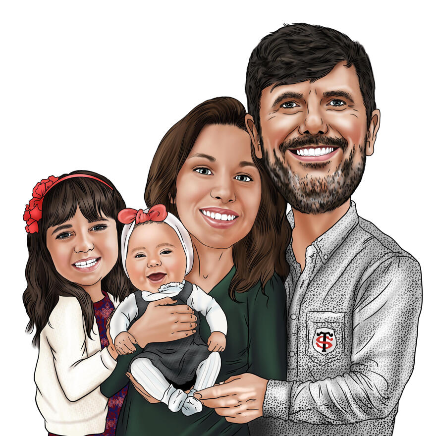 Caricatură de familie personalizată din fotografie | Cadou personalizat ...