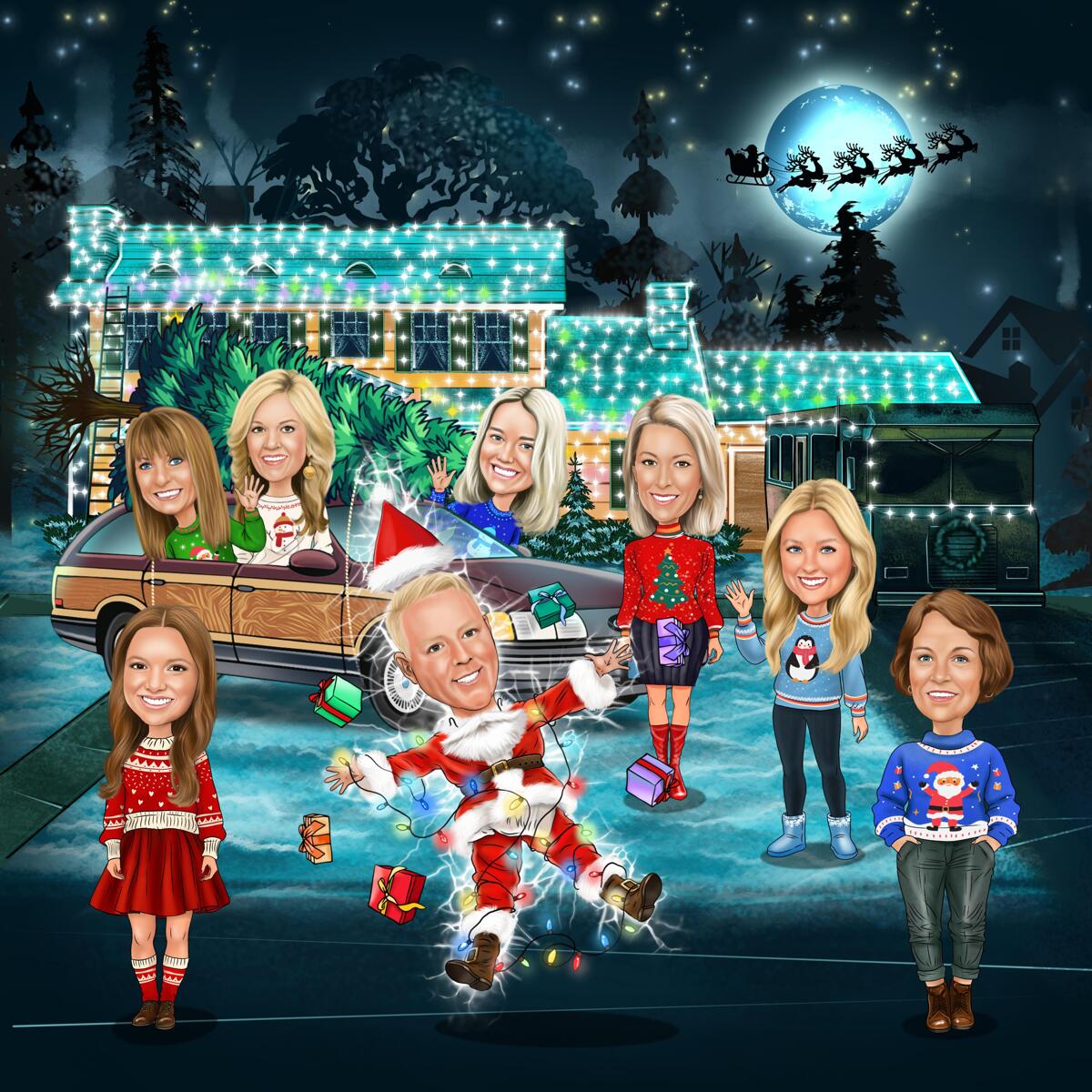 Company Employees Christmas Cartoon Caricature Gift