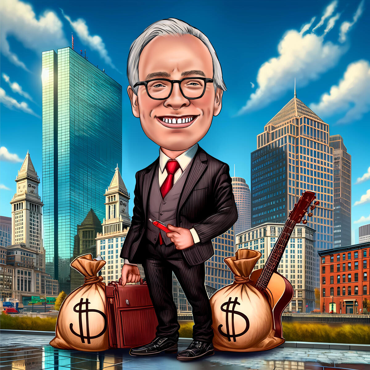 Rich Boss with Bags of Money