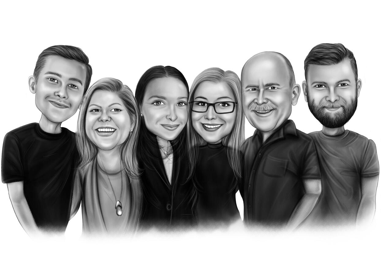 Cartoon Family Of 6 People