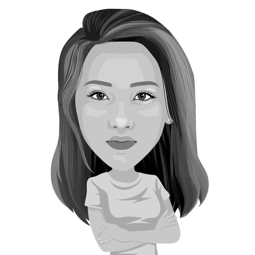 Black and White Caricature in Vector Style